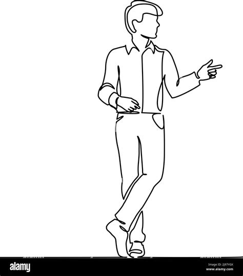 Standing Man Emotionally Gesturing Continuous One Line Drawing Vector