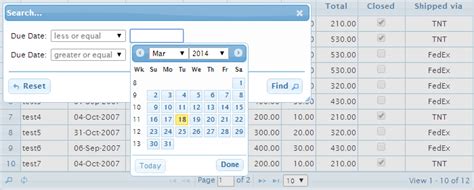 javascript implementation of a search filter range in