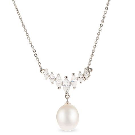 Imperial Pearl Freshwater Cultured Pearl And White Topaz Center Station