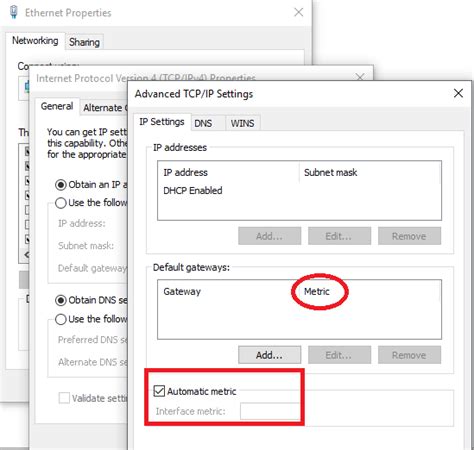 automatic metric and windows routing