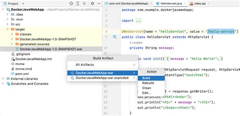 deploy a java web application inside an application server container