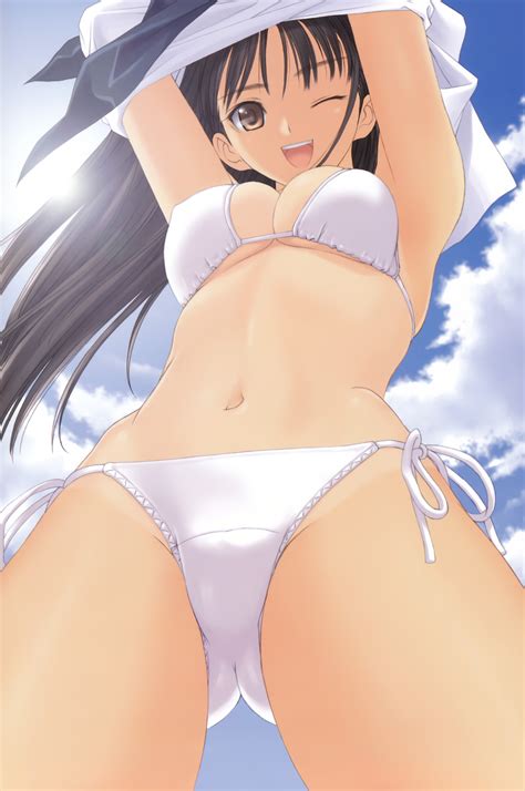 Wallpaper Anime Cartoon Black Hair Cleavage Mouth Lingerie