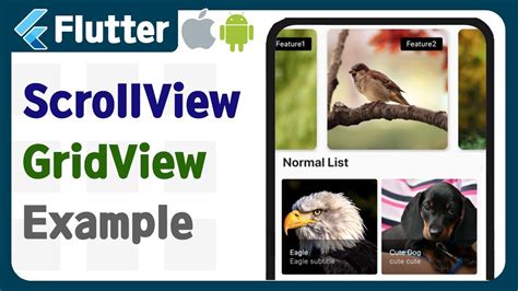 flutter make main screen 1 scrollview gridview listview example