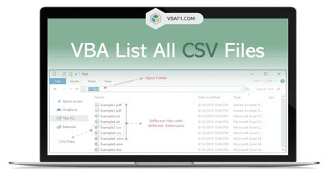 vba loop through all csv files in a folder or directory vbaf1