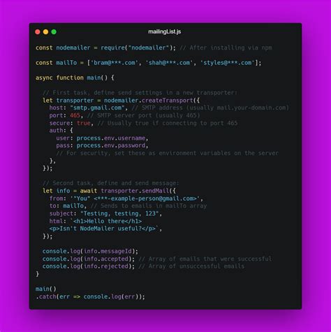 email a mailing list in node js with nodemailer r learnjavascript