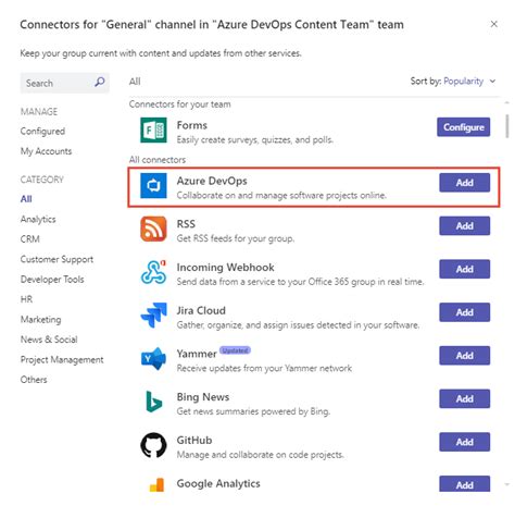 create a service hook microsoft teams azure devops