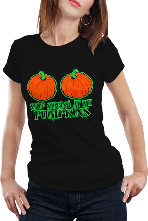 Halloween Costume T Shirts Stop Staring At My Pumpkins Girls T Shirt