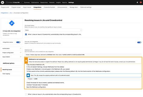 configuring bi directional jira integration bugcrowd docs
