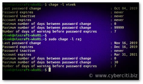 linux check user password expiration date and time nixcraft