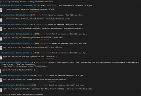 node js error cannot use namespace observable as a type apollo