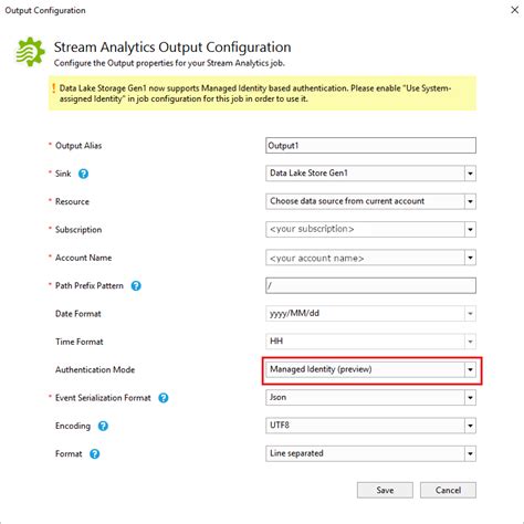 authentifizieren von azure stream analytics für azure data