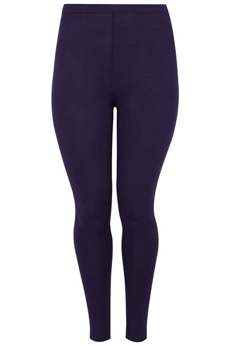 Dark Purple Viscose Elastane Full Length Leggings Plus Size 16 To 32
