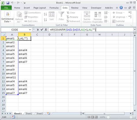 how to find and pull out duplicate text fields in excel