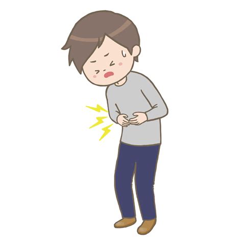 腹痛を起こしている男性のイラスト🎨【フリー素材】｜看護roo [カンゴルー]
