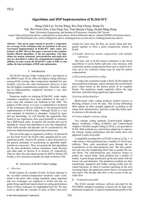 pdf algorithms and dsp implementation of h 264 avc