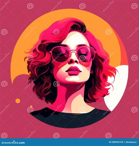 Illustration Of A Woman With Red Hair In Sunglasses Stock Illustration