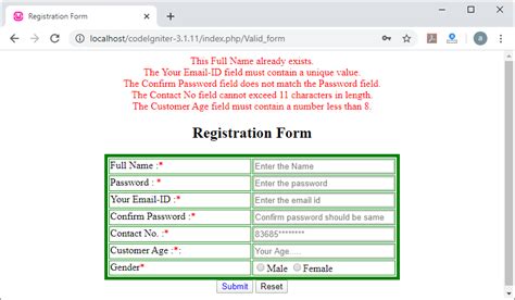form validation library codeigniter