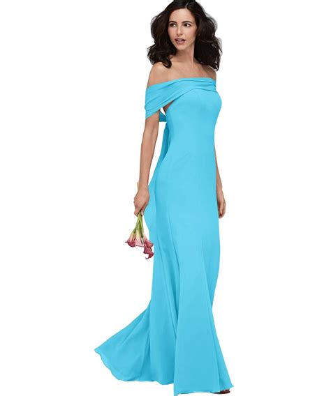 Yilis Womens Off The Shoulder Chiffon Floor Length Sheath Bridesmaid