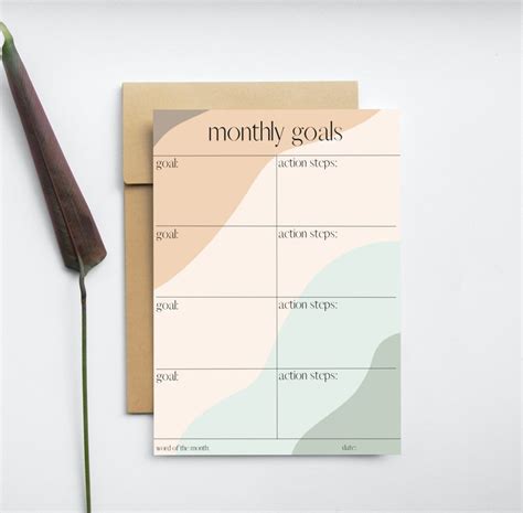 Monthly Goal Planner Printable Schedule Instant Goal Planner