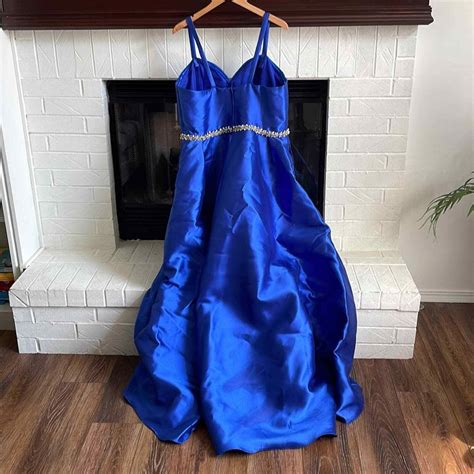 Ellie Wilde Royal Blue Ball Gown With Embellished Wai… Gem