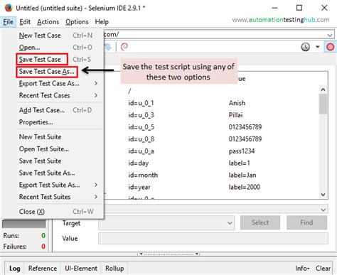 selenium ide create your first test script