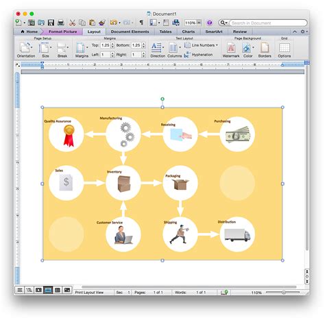 how to add a workflow diagram to a ms word document using