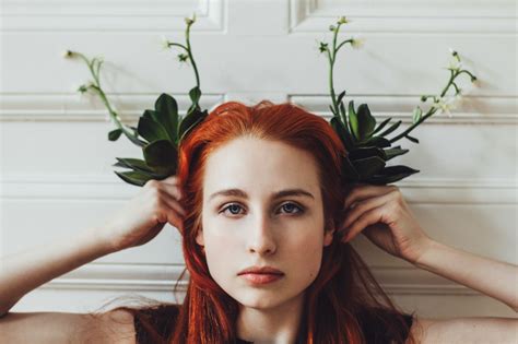 Wallpaper Face Women Redhead Model Long Hair Blue Eyes Looking