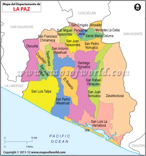 Mapa De La Paz Departmento De La Paz El Salvador