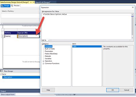 sql server reporting services ssrs 2017 design grid