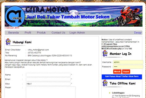 aplikasi web untuk showroom mobil motor seken sedot code