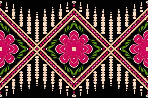 Ethnic Geometric Seamless Pattern Geometric Black Background Design