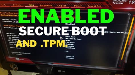 how to enable tpm 2 0 secure boot on gigabyte x370 motherboard youtube