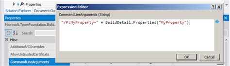 how to pass msbuild arguments from the build definition to a msbuild