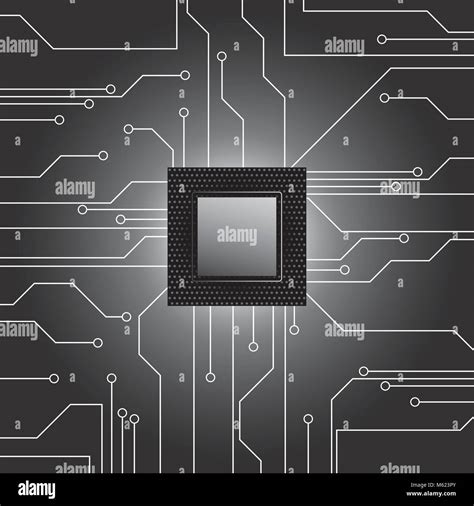 Cpu Microprocessor Microchip Circuit Board Vector Illustration