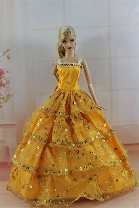 Yellow Fashion Princess Dress Wedding Clothes Gown For Barbie Doll S297