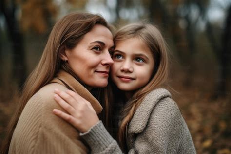 Premium Ai Image A Mother And Daughter Hugging Each Other In The