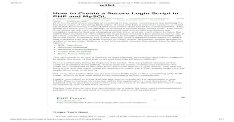 8 Ways To Create A Secure Login Script In Php And Mysql Wikihow