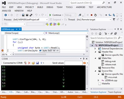 using the uart interface of the msp430 devices visualgdb tutorials