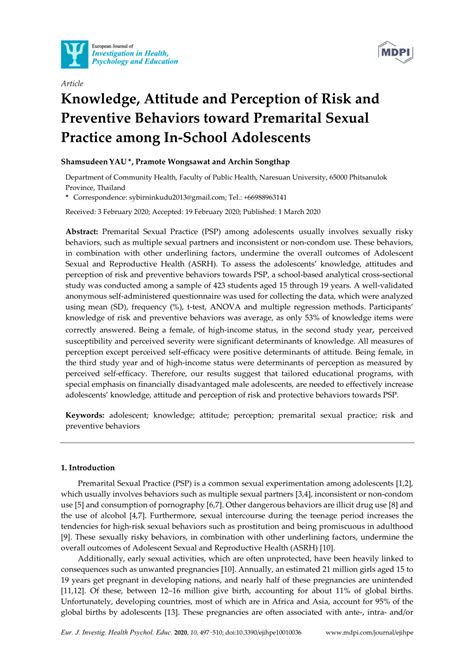 Pdf Knowledge Attitude And Perception Of Risk And Preventive