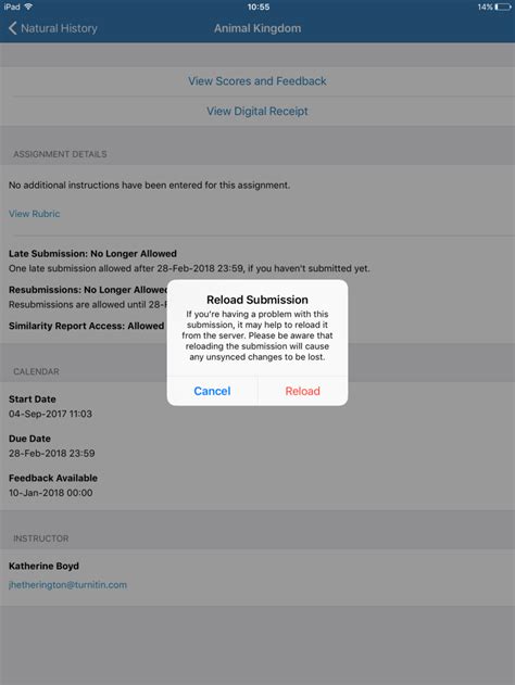 reloading a submission ios