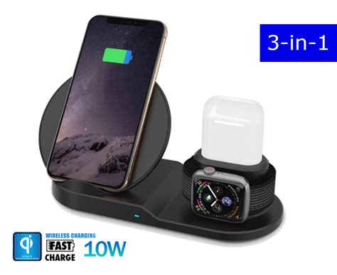 3 In 1 Fast Charge Wireless Charger Black