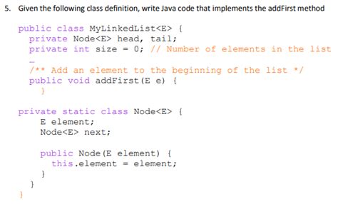 solved 5 given the following class definition write java