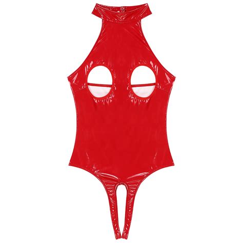 Crotchless Lingerie Porn Costumes Womens Sexy Bodysuit Halter Neck