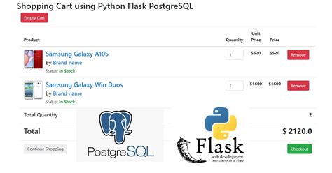 shopping cart using python flask postgresql tutorial101