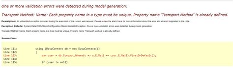 c one or more validation errors were detected during model