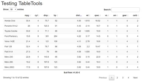 r shiny javascript column sum over multiple pages of datatable