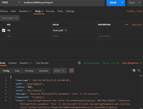 java required multipartfile parameter file is not present [postman