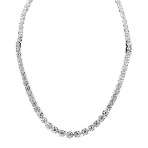 18ct White Gold 10 34ct Round Graduated Diamond Necklace Jewellery