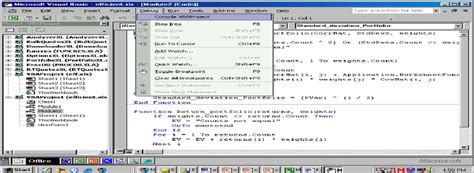 macro editor in excel vba program for calculating the return and the