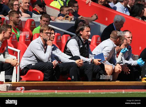 Liverpool Manager Jurgen Klopp And His Coaching Staff In The Dugout
